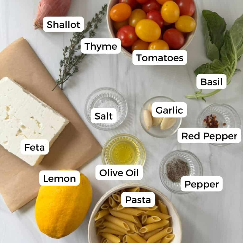Feta Tomato Pasta With Garlic And Herbs - A Sweet Thyme