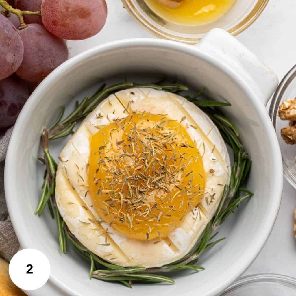 Baked Brie Cheese With Honey And Walnuts - ASweetThyme.com