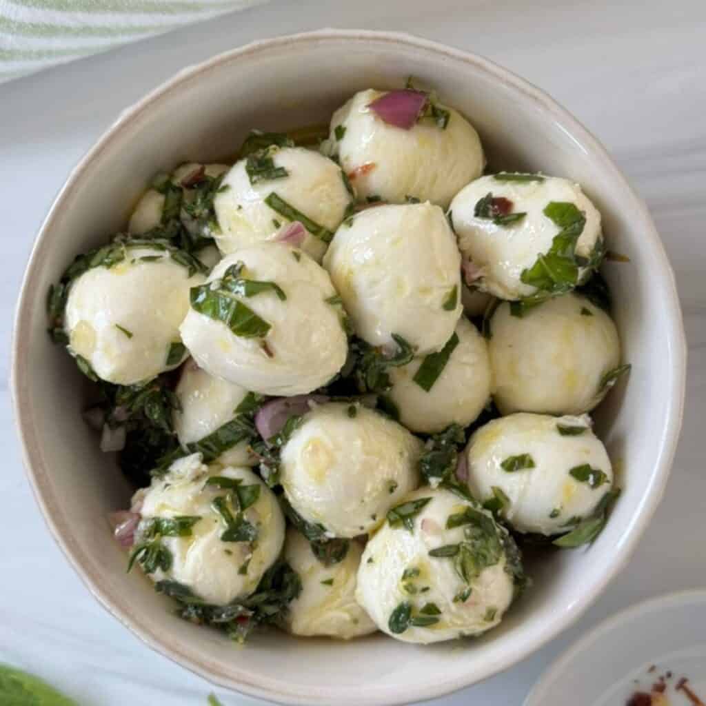 Marinated Mozzarella Balls - ASweetThyme.com