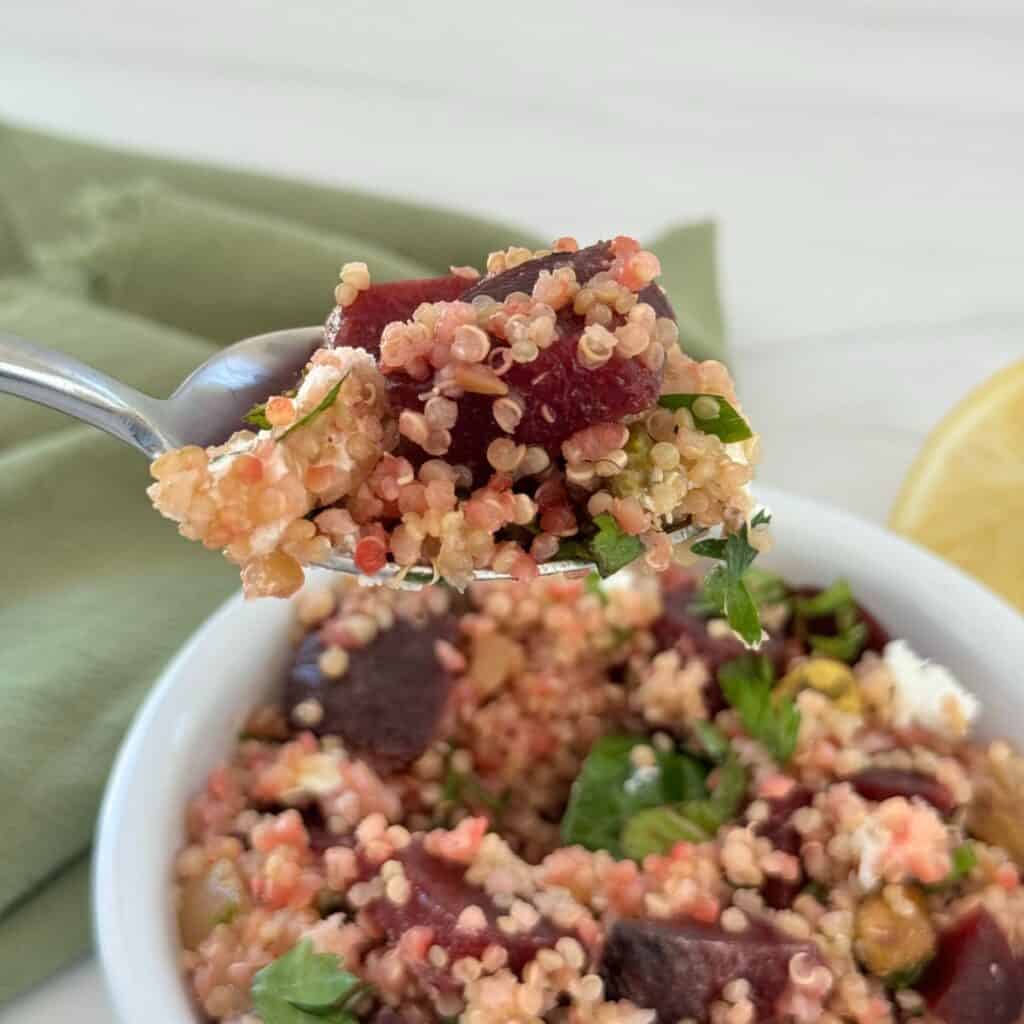 Beet And Quinoa Salad with Pistachios and Goat Cheese - A Sweet Thyme