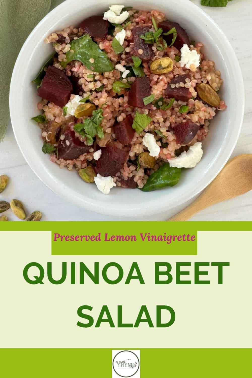 Beet And Quinoa Salad with Pistachios and Goat Cheese - A Sweet Thyme