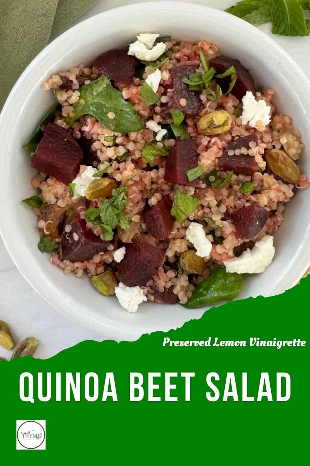 Beet And Quinoa Salad with Pistachios and Goat Cheese - A Sweet Thyme